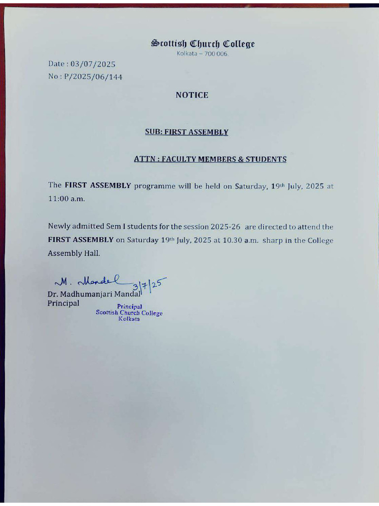 1st Assembly Notice 2025 | PDF