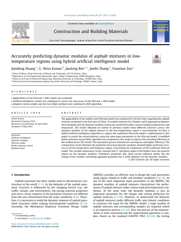 Accurately Predicting Dynamic Modulus of Asphalt Mixtures in Lowtemperature Regions Using Hybrid ...