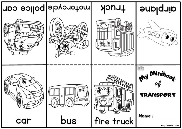 Mini Book1 PDF Coloring Page Transportation | PDF
