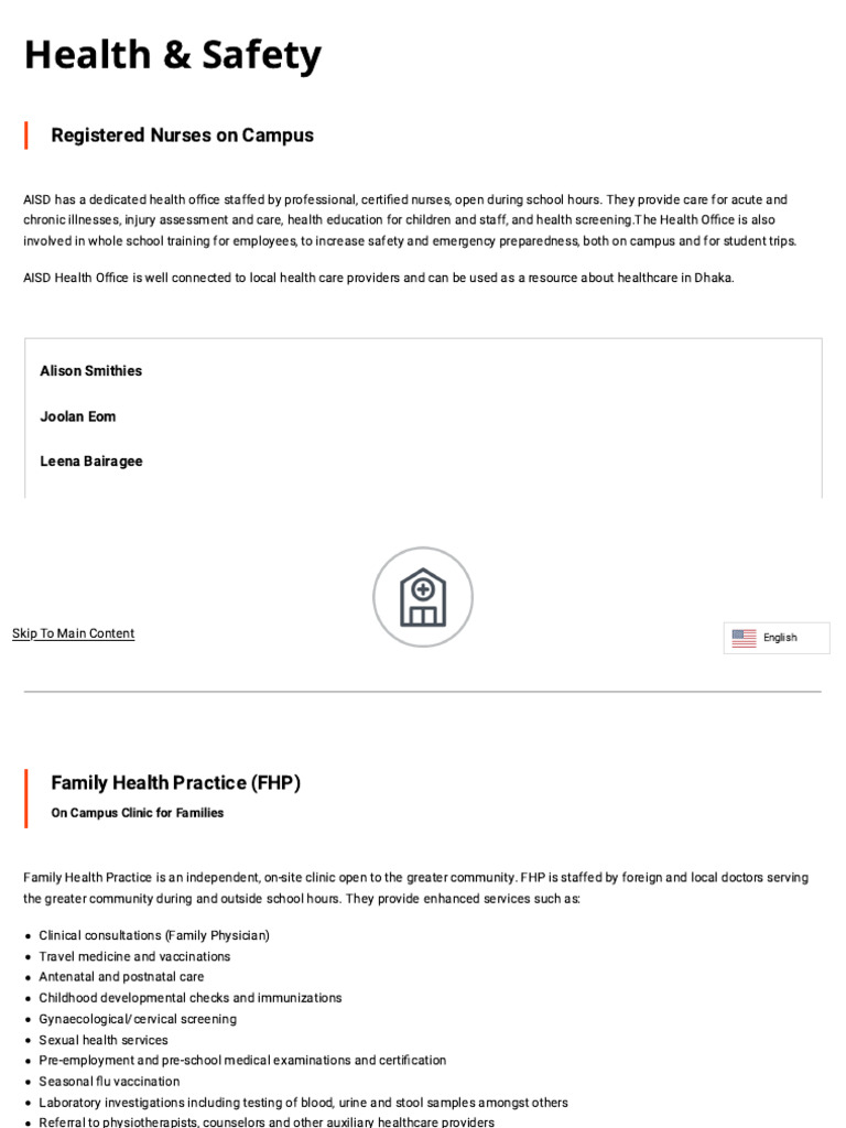 Health & Safety - American International School Dhaka | PDF