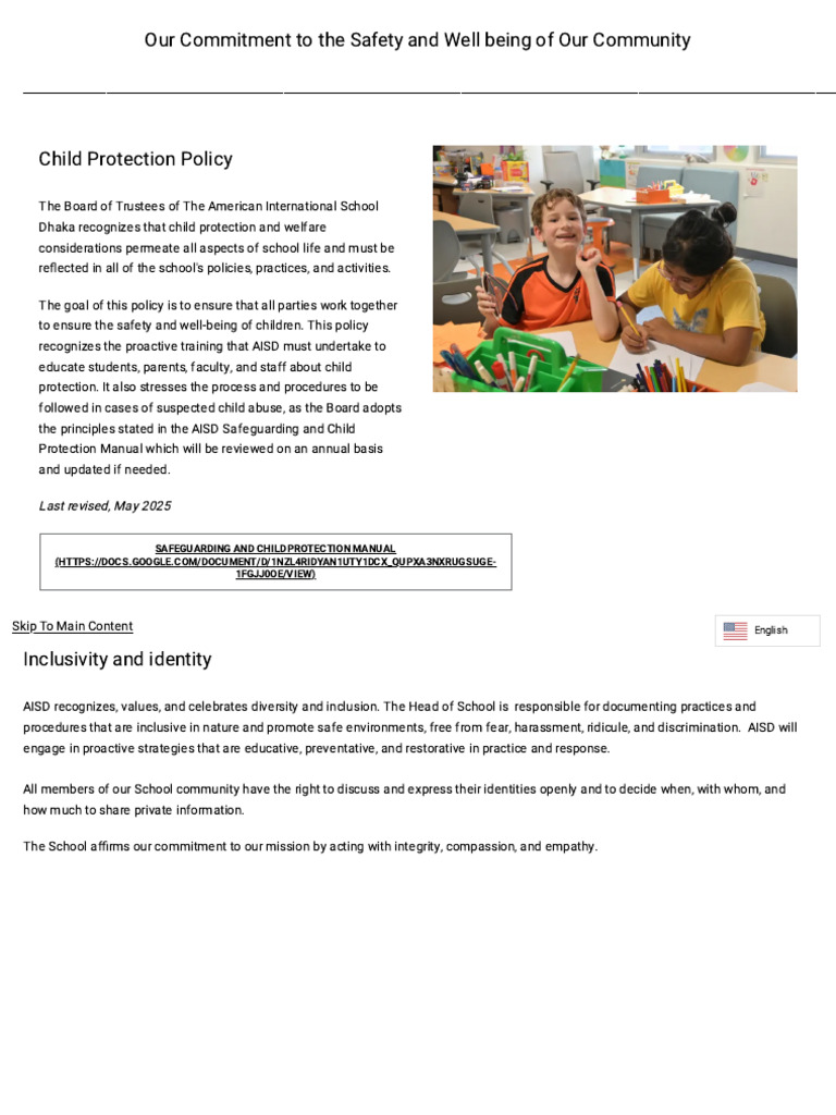 Safeguarding - American International School Dhaka | PDF