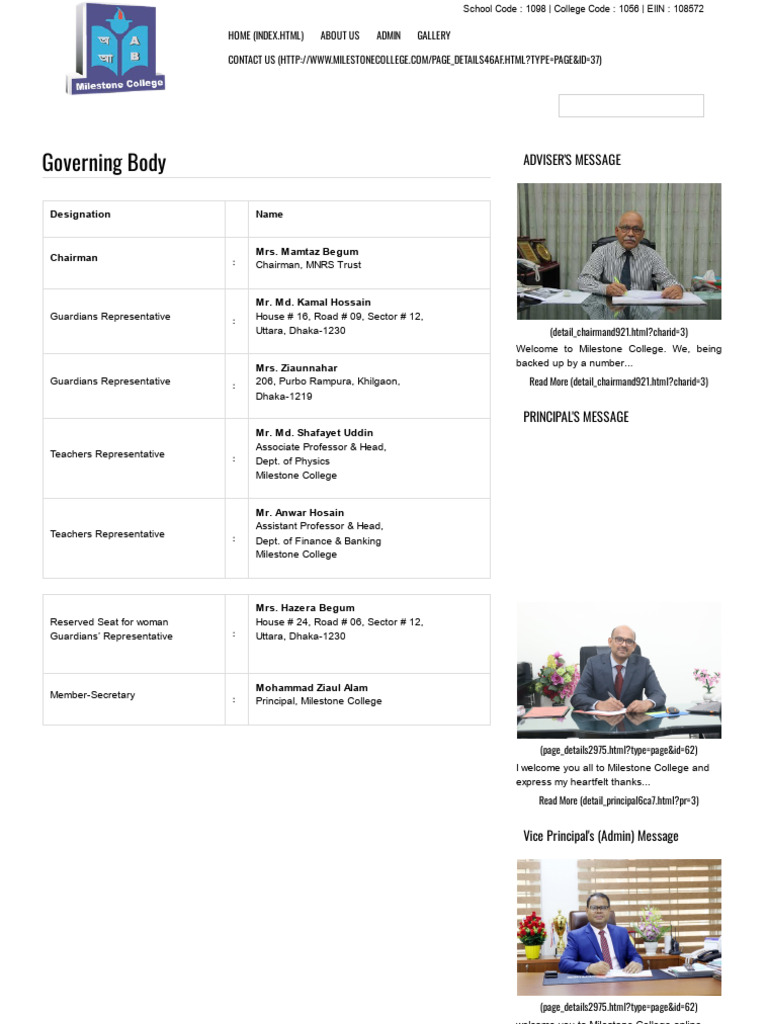 Milestone College Governing Body | PDF | Bangladesh