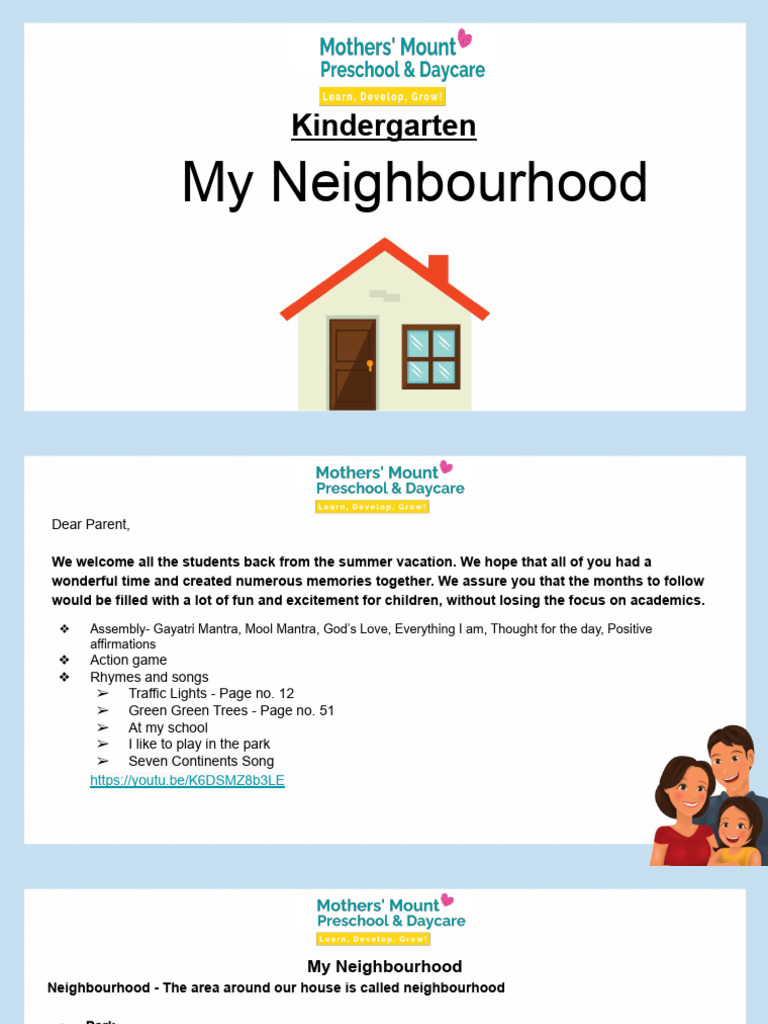 KG - My Neighbourhood July 2025-26 | PDF | Classroom | Language Development