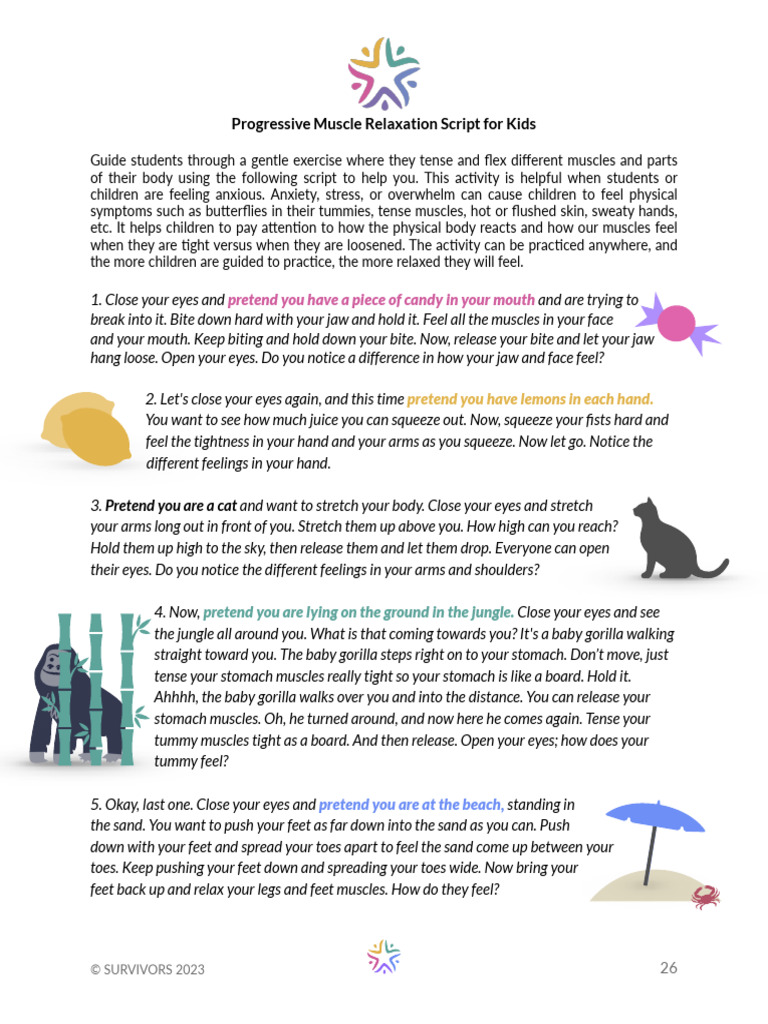 Progressive Muscle Relaxation Script For Kids | PDF | Foot | Human Body