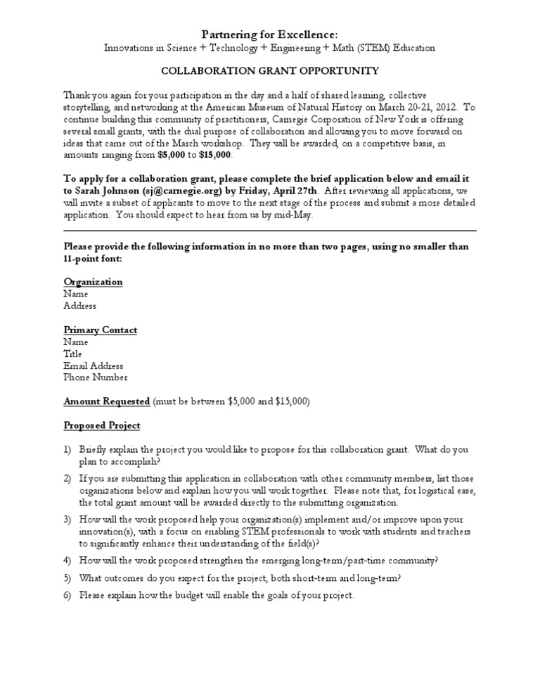 Collaboration Grant Application | PDF