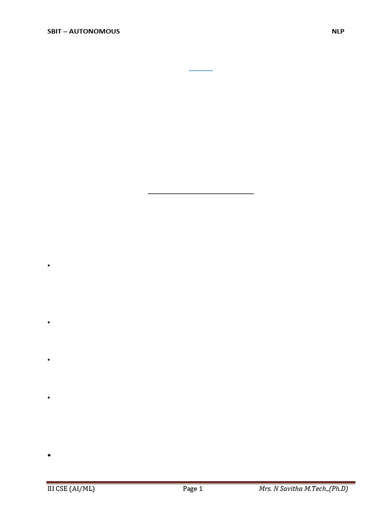 NLP UNIT 1 | PDF | Word | Morphology (Linguistics)