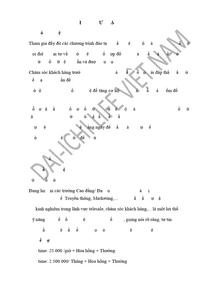 Jd Vị Trí Thực Tập Sinh Telesales. | PDF
