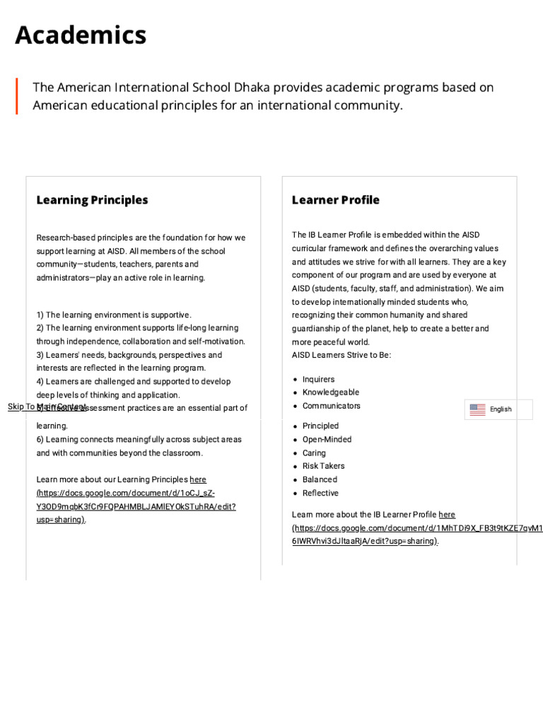 Academics - American International School Dhaka | PDF | Learning | Lifelong Learning