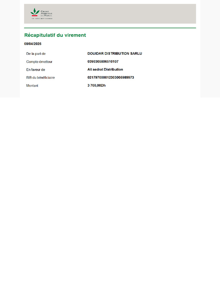 Récapitulatif Du Virement | PDF