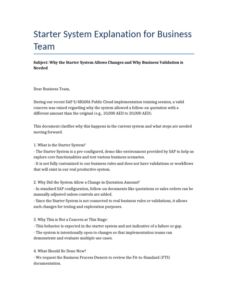 Understanding the SAP Starter System | PDF