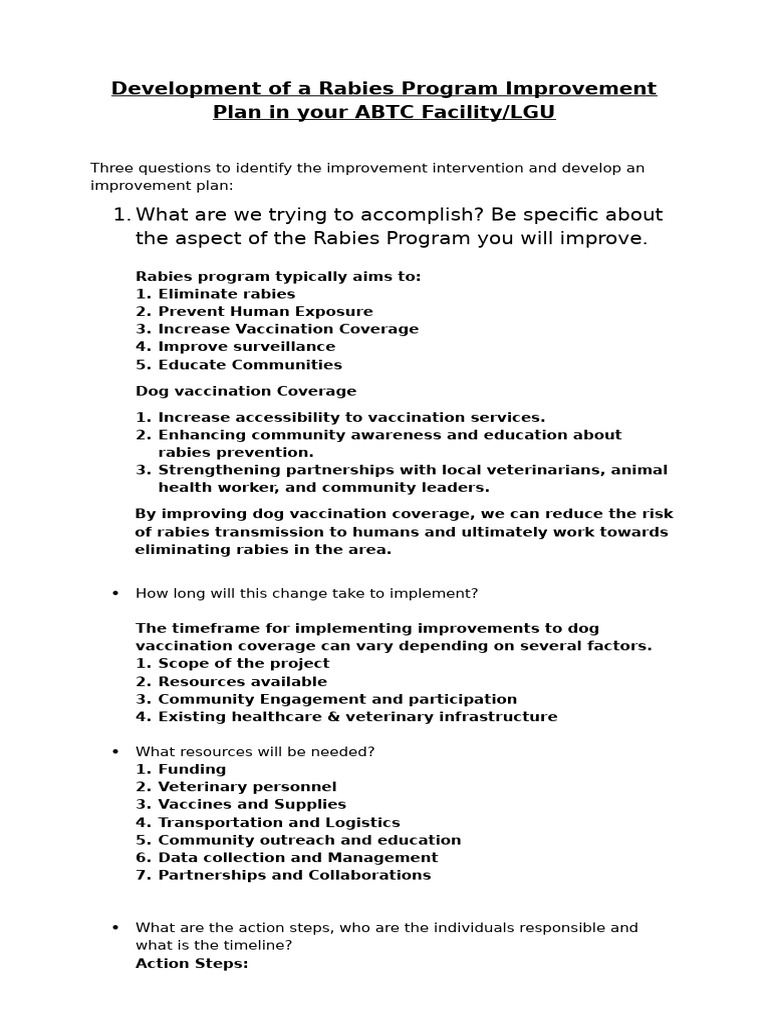 Rabies Program Improvement Plan in Your | PDF | Rabies | Vaccination
