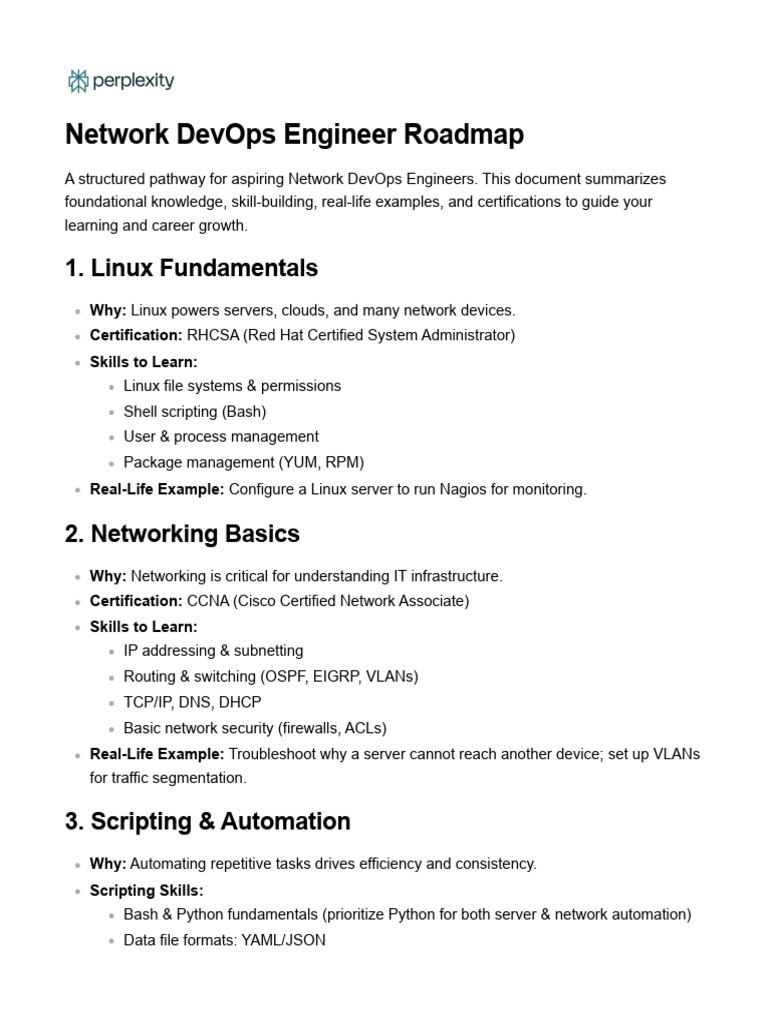 Network DevOps Engineer Roadmap | PDF | Computer Network | Cisco Certifications