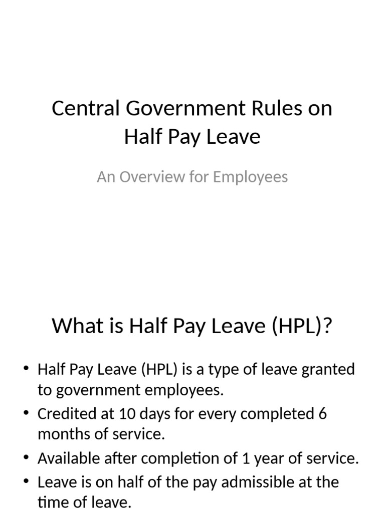 Central Government Half Pay Leave Guide | PDF
