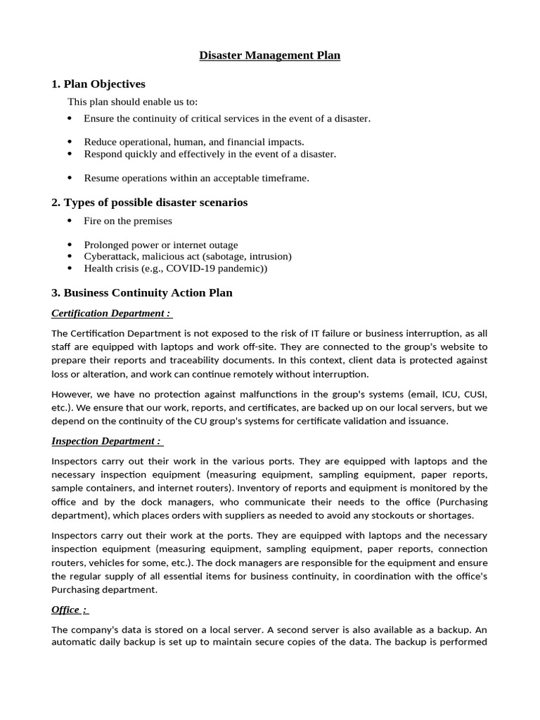 Plan de Continuité Des Activités ENG | PDF | Backup | Computer Network