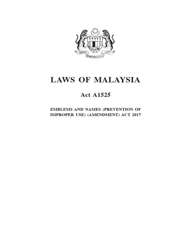 Emblems and Names Prevention of Improper Use Amendment Act 2017 | PDF ...