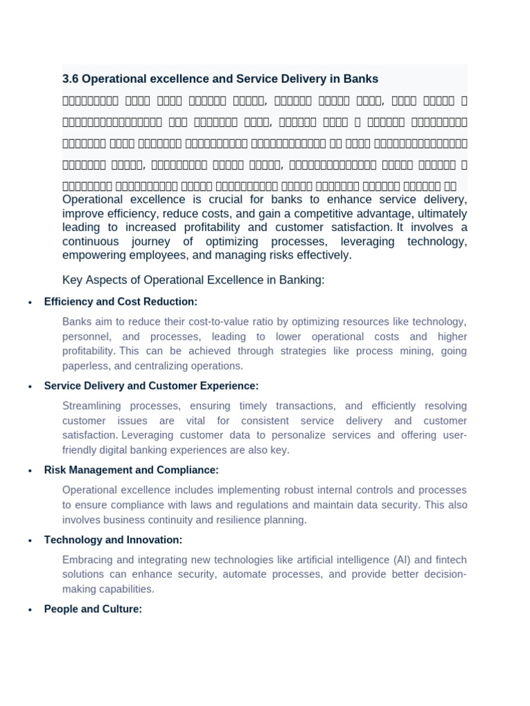 Operational Excellence in Banking Services | PDF | Empowerment ...