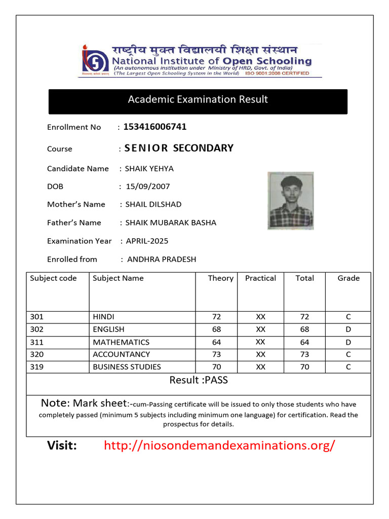 Academic Examination Result: Visit | PDF