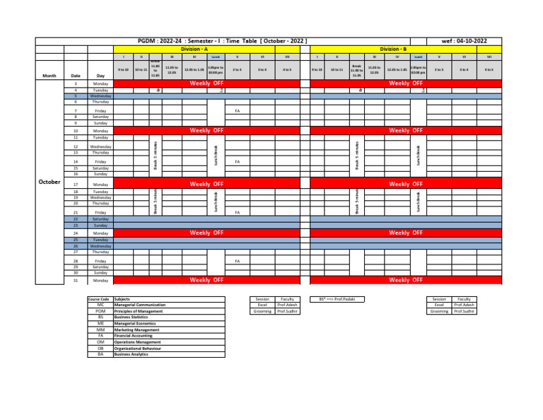 Time Table Effective 4 October 2022 | PDF