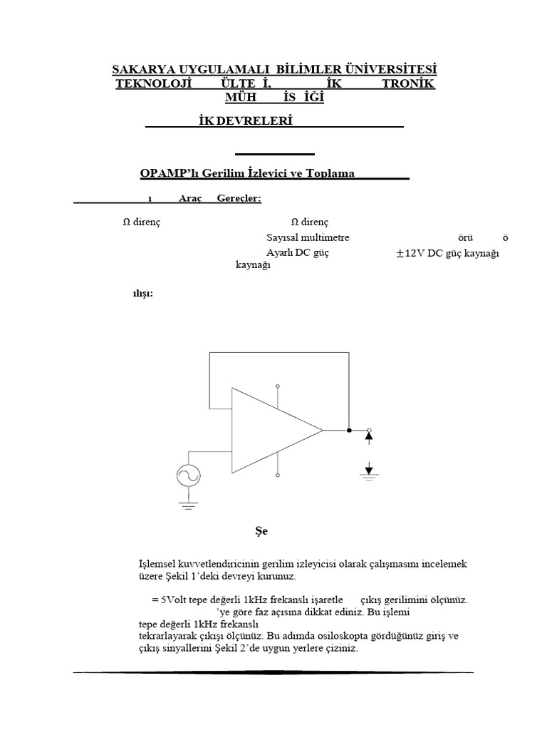 Deney 2 - Gerilim İzleyici Ve Toplama Devreleri | PDF