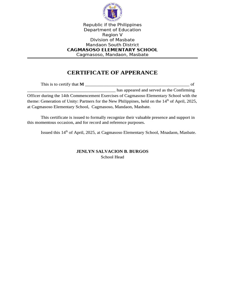 Certificate of Appearance 1 | PDF