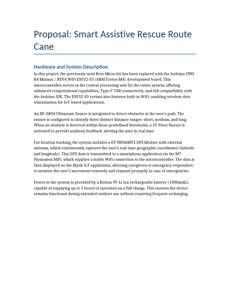 Smart Assistive Cane Proposal | PDF