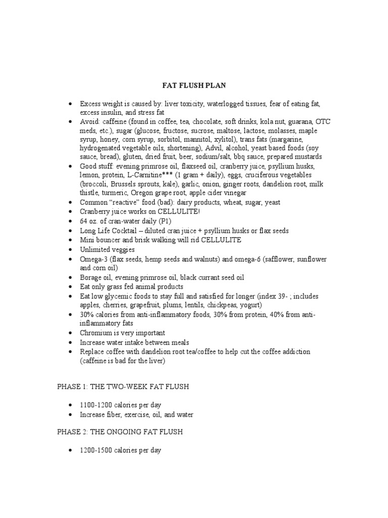 Fat Flush Plan | PDF | Sugar | Diet & Nutrition