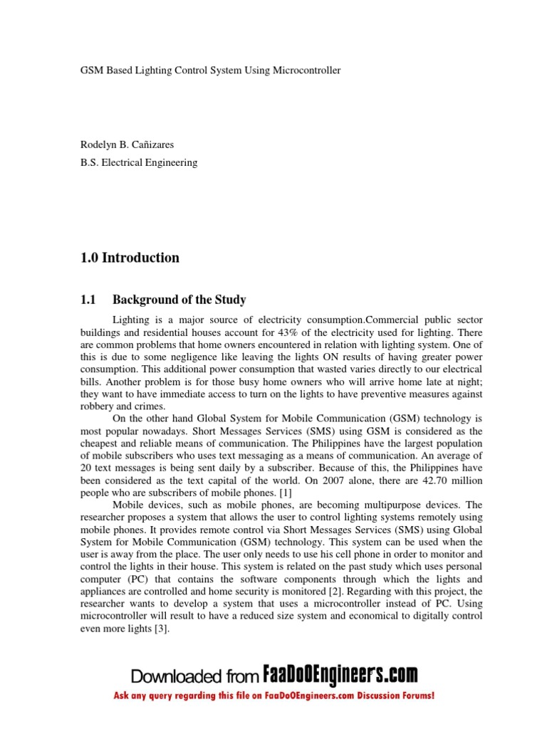 GSM Based Lighting Control System Using Microcontroller | Download Free ...