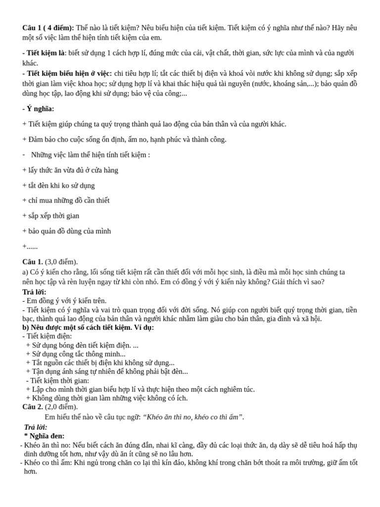 CÂU HỎI GDCD LỚP 6 GK2 | PDF