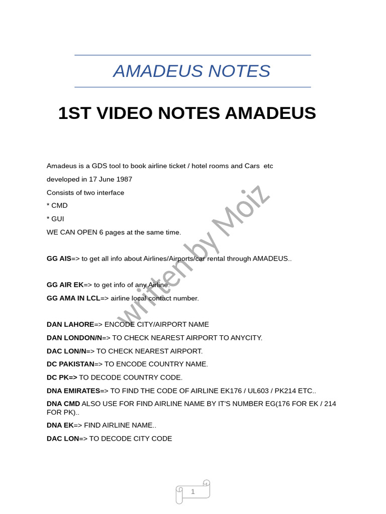 Amadeus GDS Commands and Notes | PDF | Civil Aviation | Transport