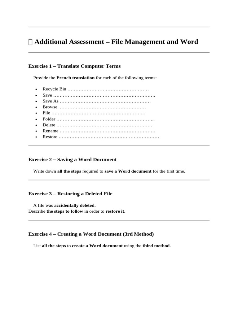 ? Additional Assessment | PDF