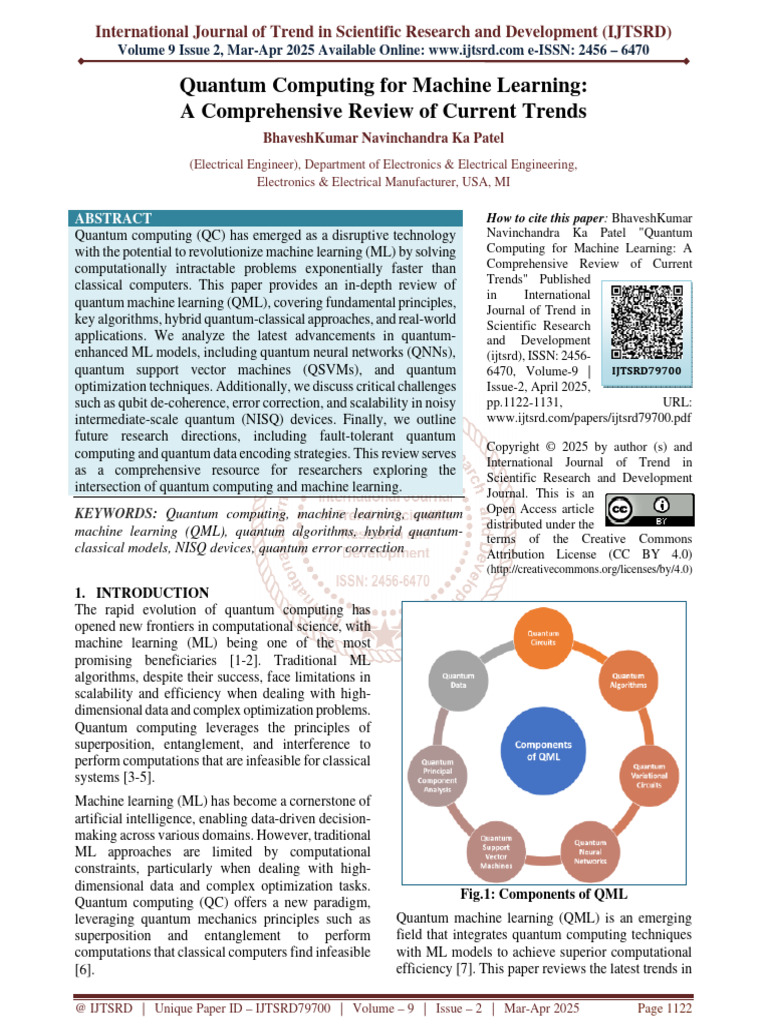 Quantum Computing For Machine Learning A Comprehensive Review of Current Trends | PDF | Quantum ...