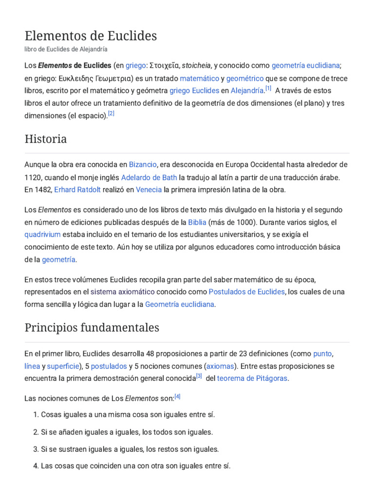 Elementos de Euclides - Wikipedia, La Enciclopedia Libre | PDF ...