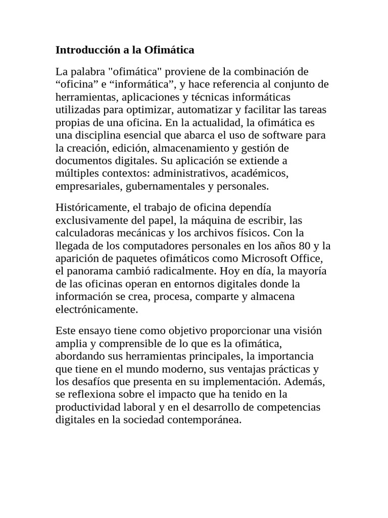 Introducción A La Ofimática | PDF