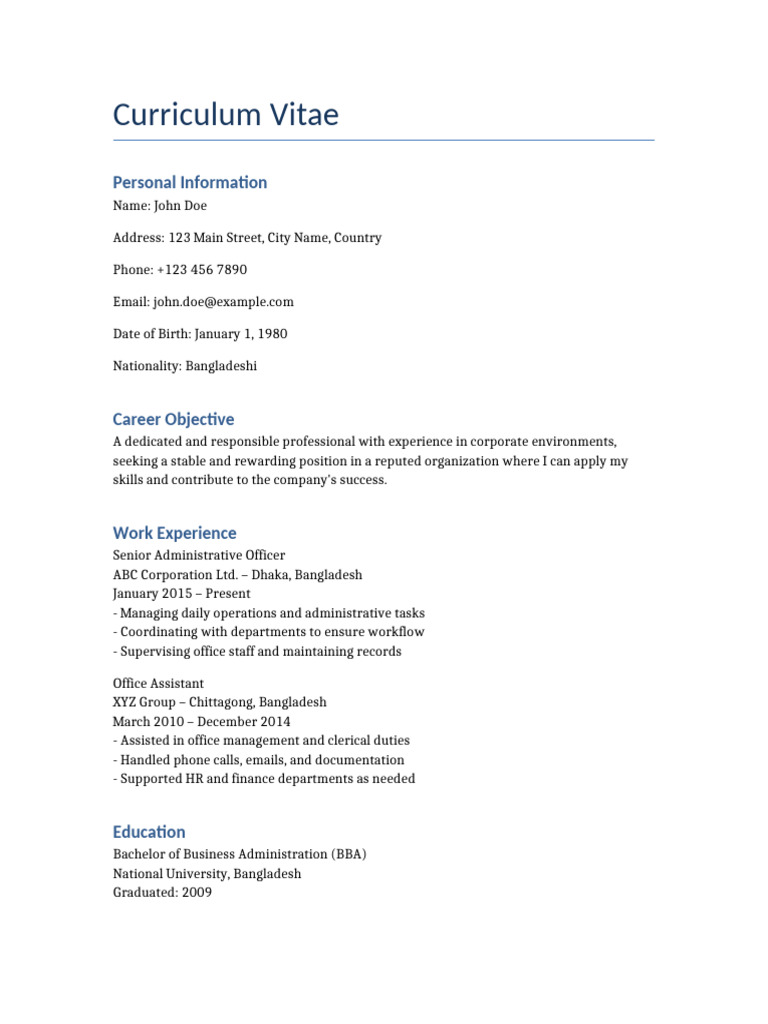 John Doe's Professional CV | PDF