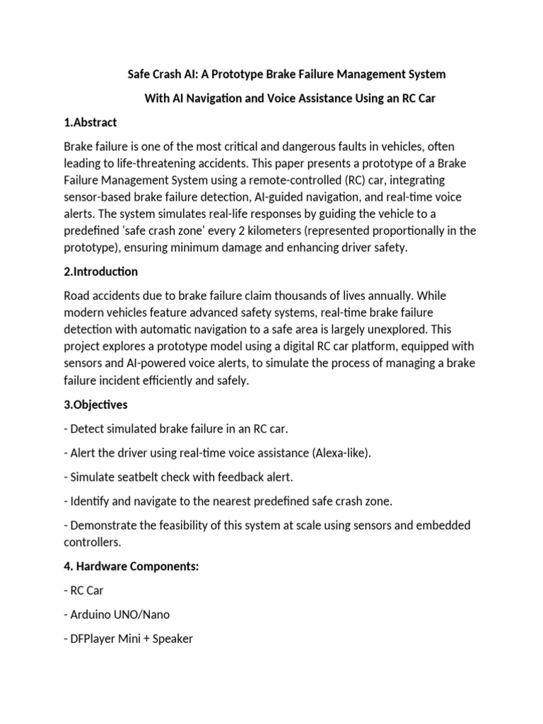 Car Brake Failure Management System Reaserch Paper | PDF | Seat Belt ...