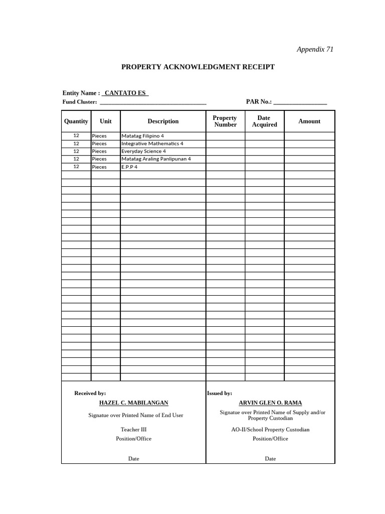 Appendix 71 PAR | PDF