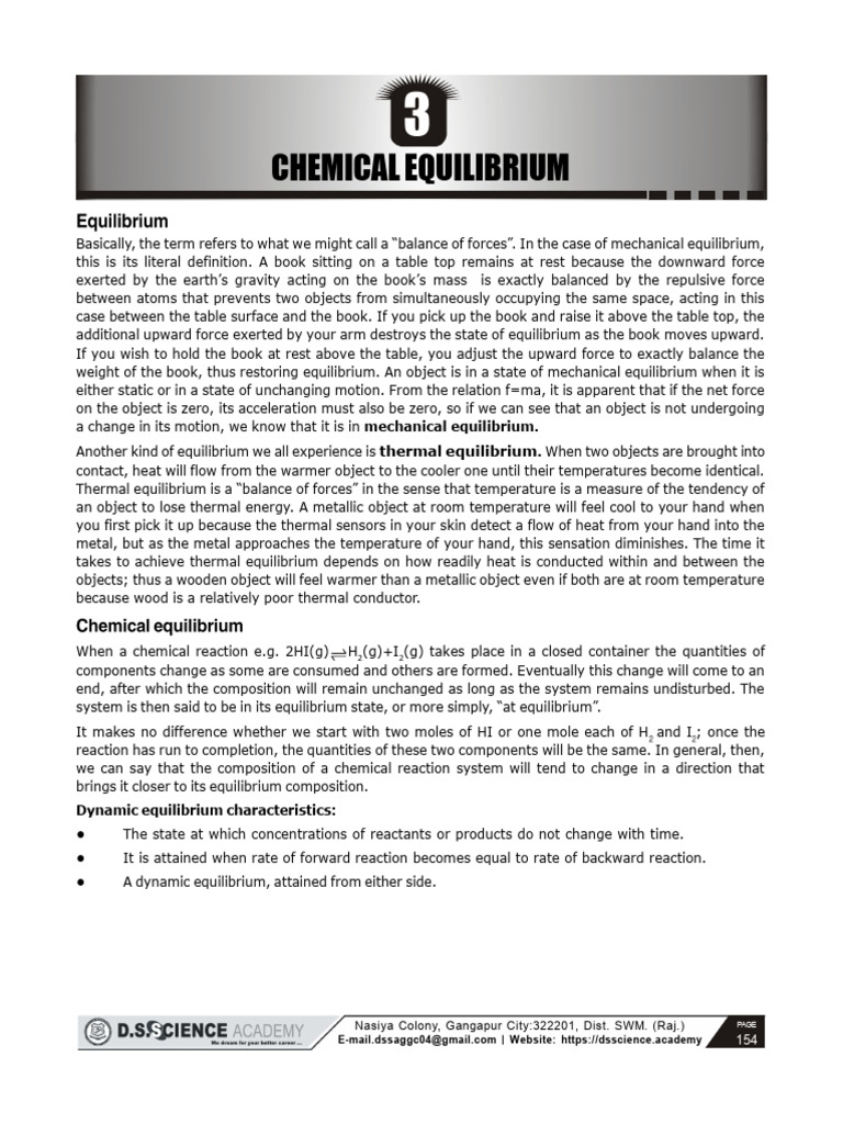 Chemical Equilibrium Notes | PDF | Chemical Equilibrium | Force