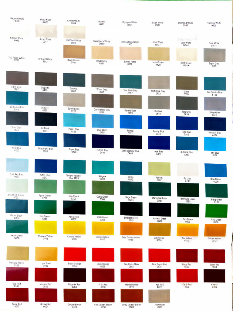 Aspa Paint Shade Card Overview | PDF | Rainbow | Color