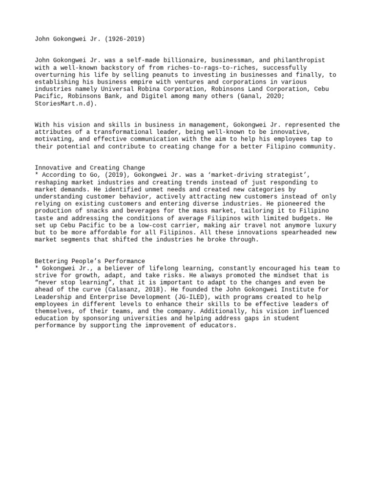 John Gokongwei Jr.: Education and Innovation | PDF