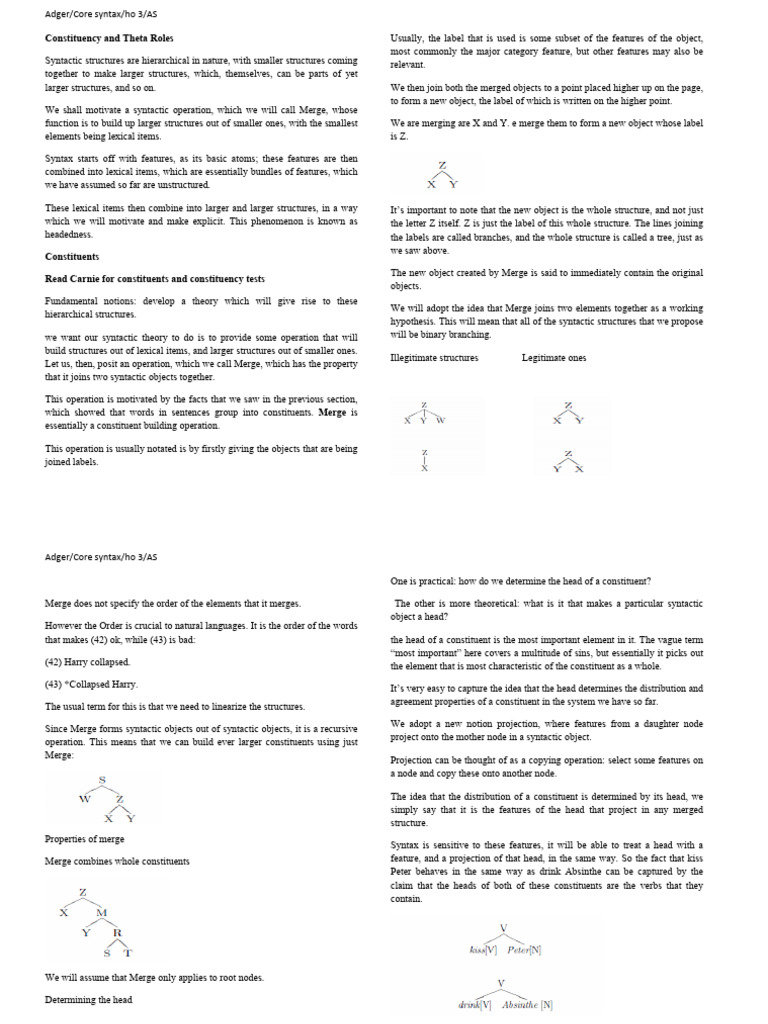 3 Constituency and Theta Roles | PDF | Syntax | Lexical Semantics
