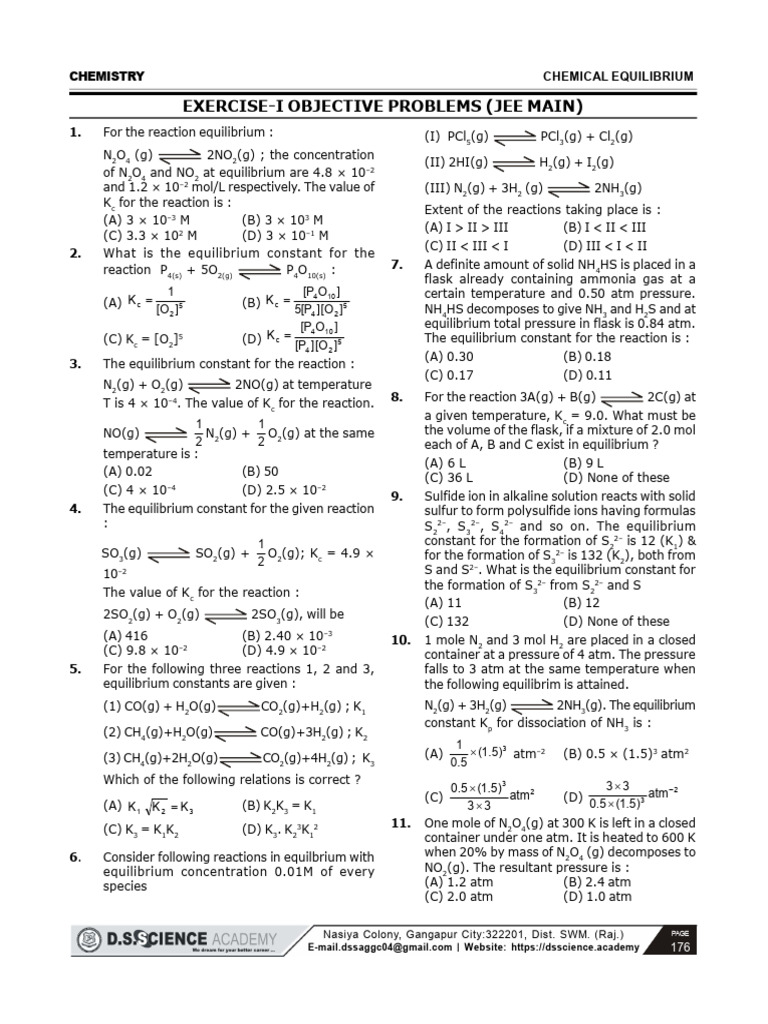Chemical Equilibrium Practice Problems | PDF | Physical Sciences ...