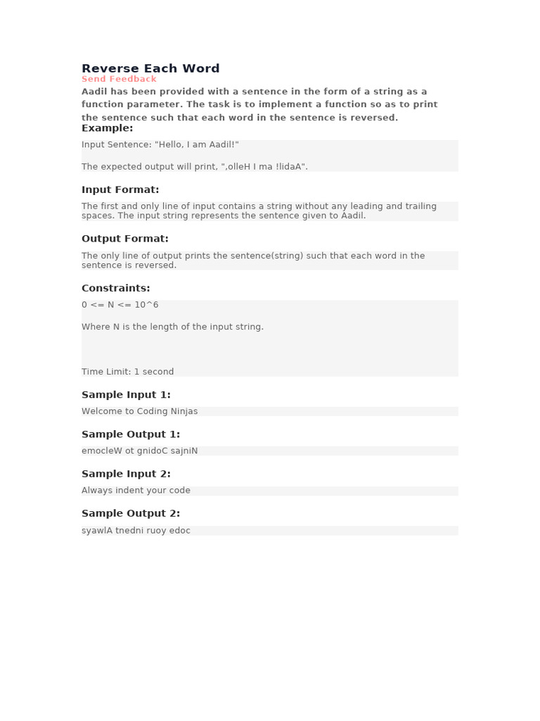 Reverse Each Word | PDF