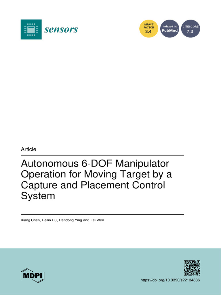 Autonomous 6-DOF Manipulator Operation For Moving Target | PDF ...
