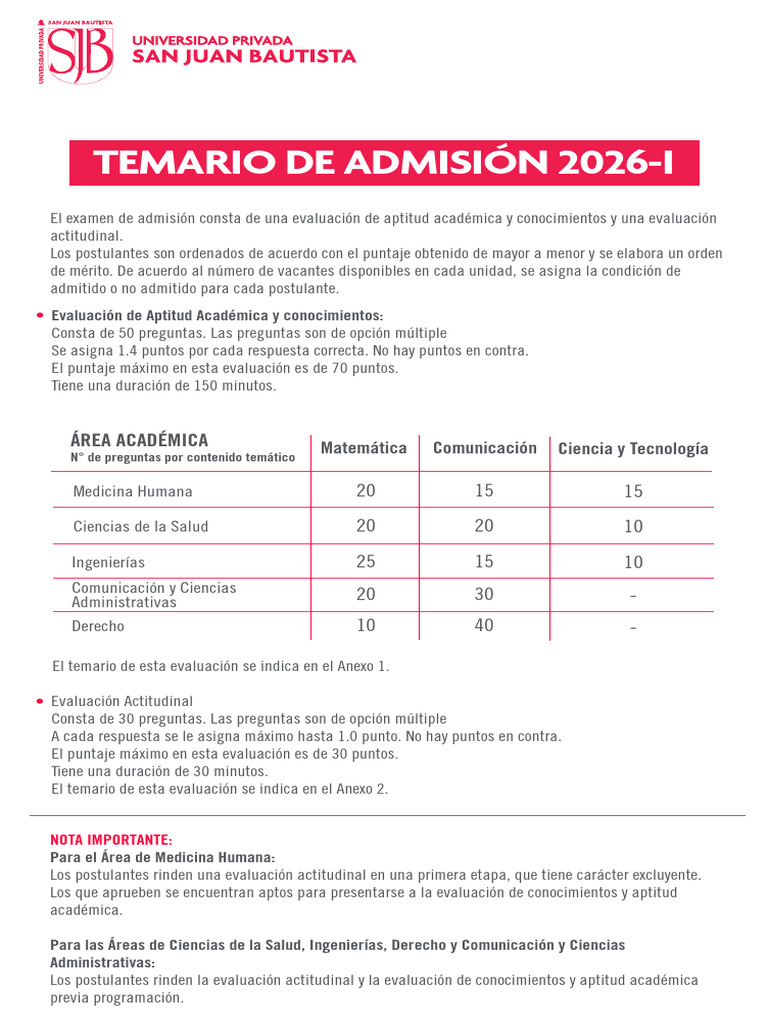 Temario Admision 2026-I-1 | PDF | Biología Celular) | Química