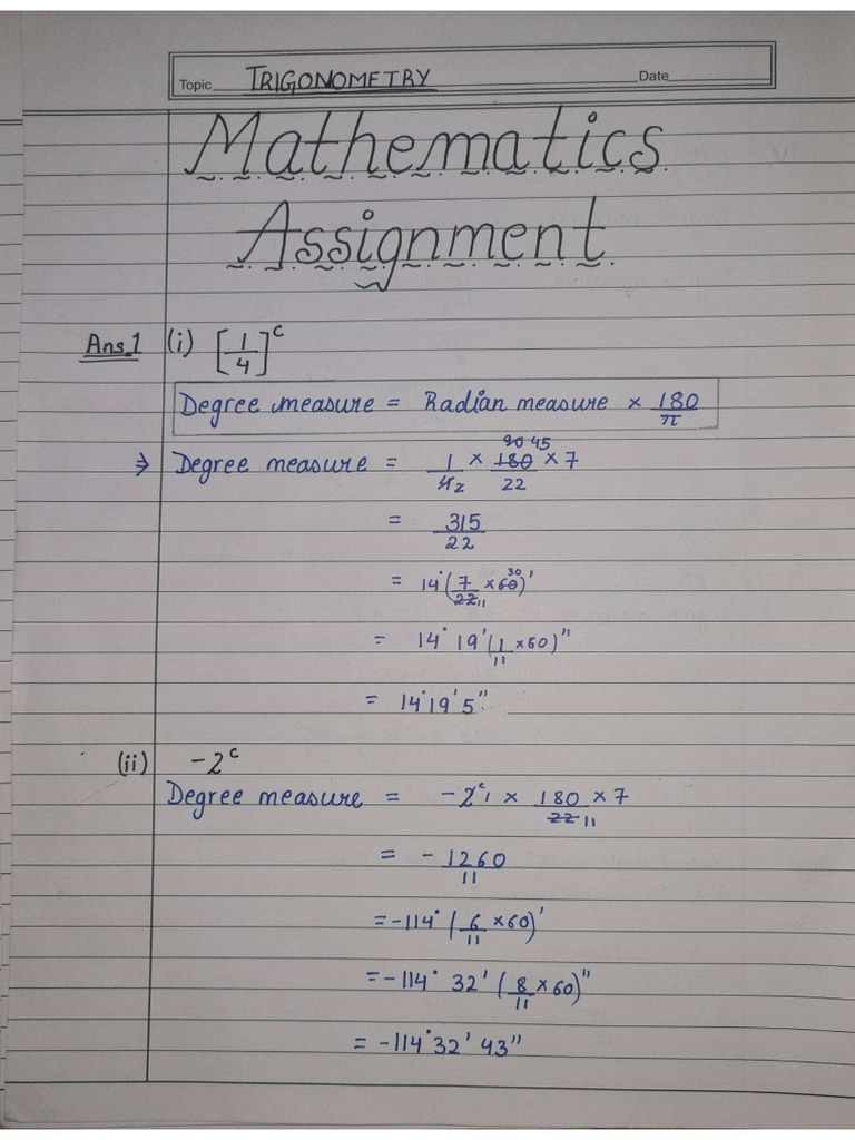 Trigonometry Assignment | PDF