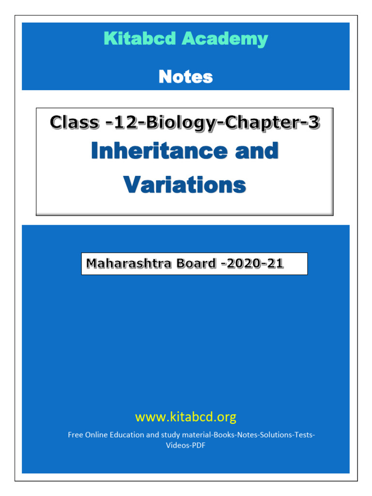 Class 12 Biology: Inheritance Notes | PDF | Dominance (Genetics) | Allele