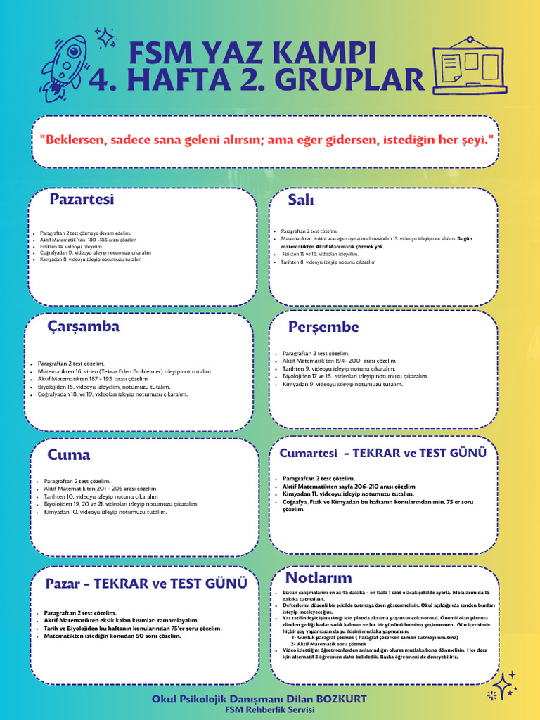 FSM Yaz Kampi 4. Hafta 2. Gruplar | PDF