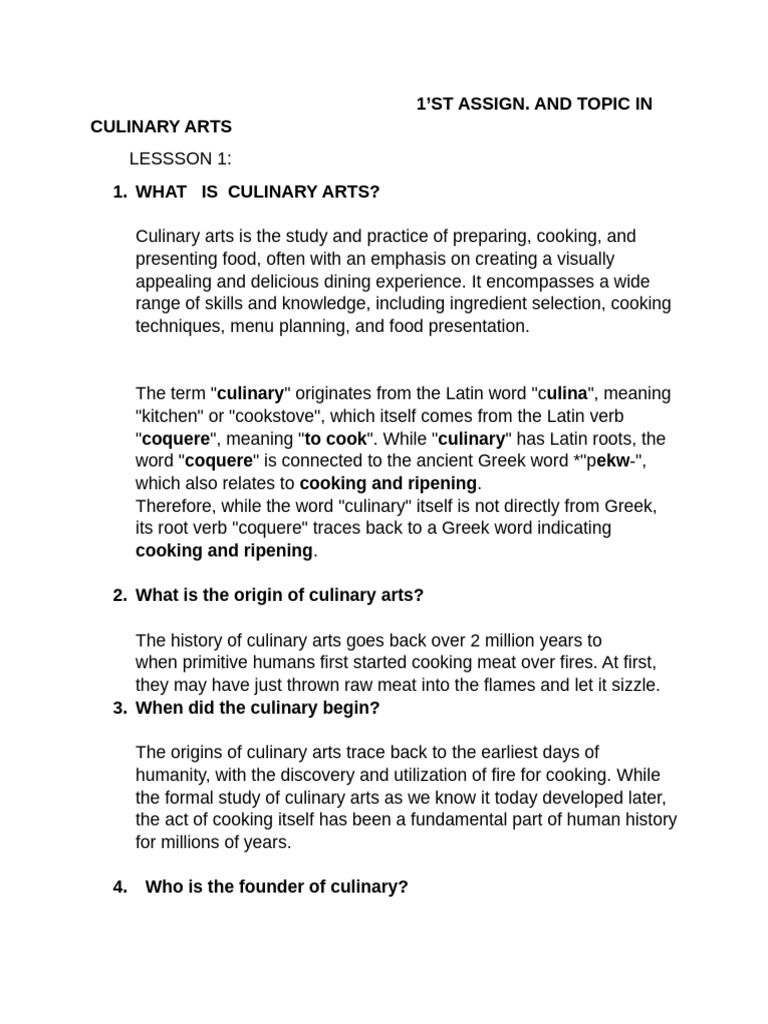 Introduction to Culinary Arts Basics | PDF | Chef | French Cuisine