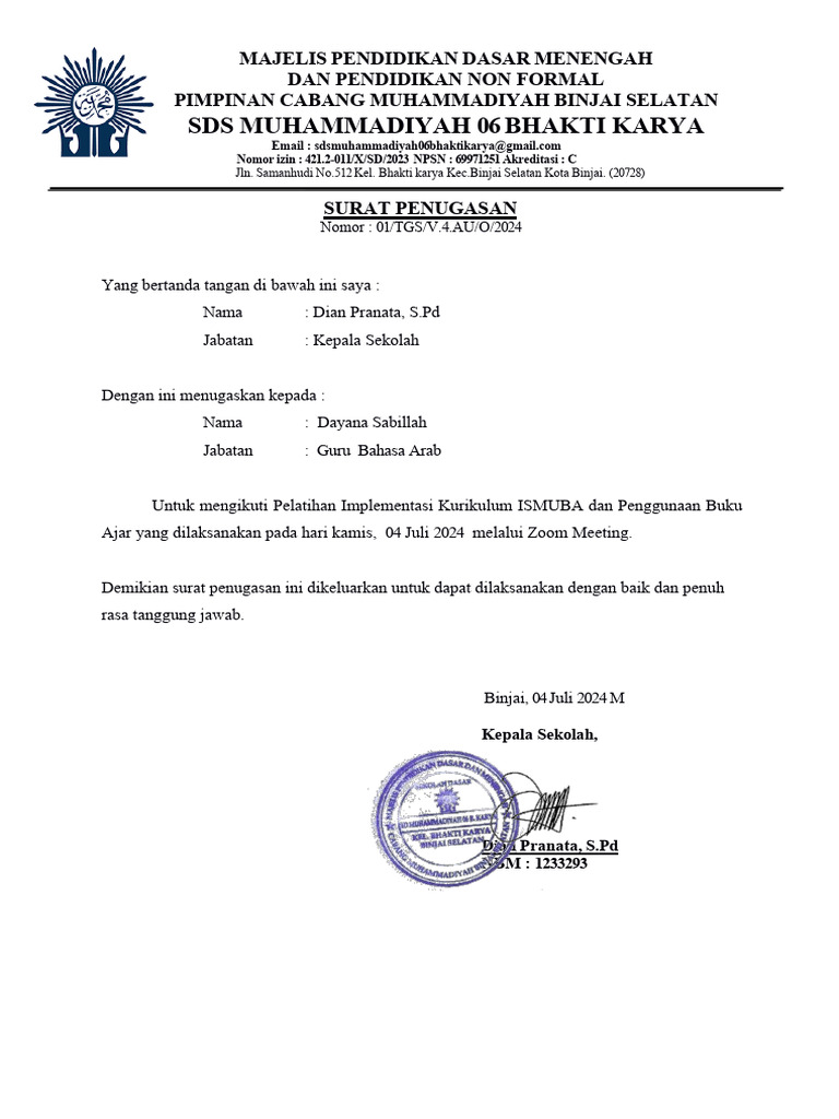 Surat Tugas Bila | PDF