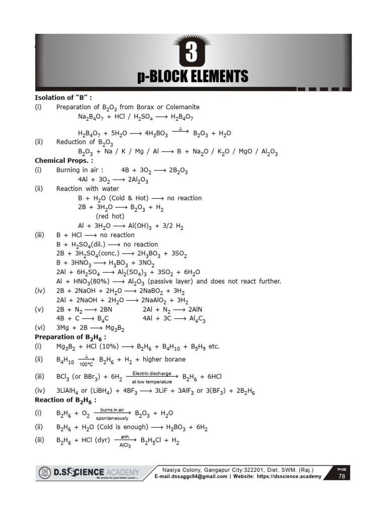P Block Elements Notes | PDF | Silicon Dioxide | Silicon